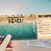 Surprise Beach Ticket, Summer Vacation Voucher Template, Beach Trip ...