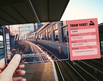 Train Boarding Pass, Train Ticket Template, Editable Train Trip Gift ...