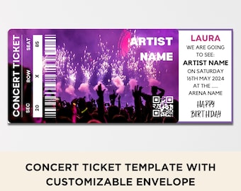 Editable Concert Ticket Template, Printable Live Concert Tickets, Event ...