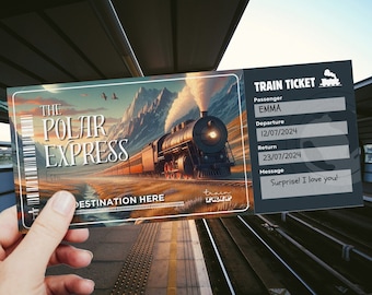 Train Boarding Pass, Train Ticket Template, Editable Train Trip Gift, Surprise Printable Ticket ...