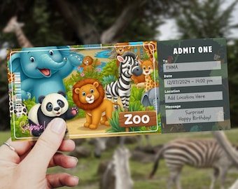 Zoo Ticket Template, Printable Event Ticket, Safari Park, Gift Voucher ...