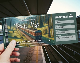 Train Boarding Pass, Train Ticket Template, Editable Train Trip Gift, Surprise Printable Ticket ...