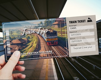 Train Boarding Pass, Train Ticket Template, Editable Train Trip Gift ...