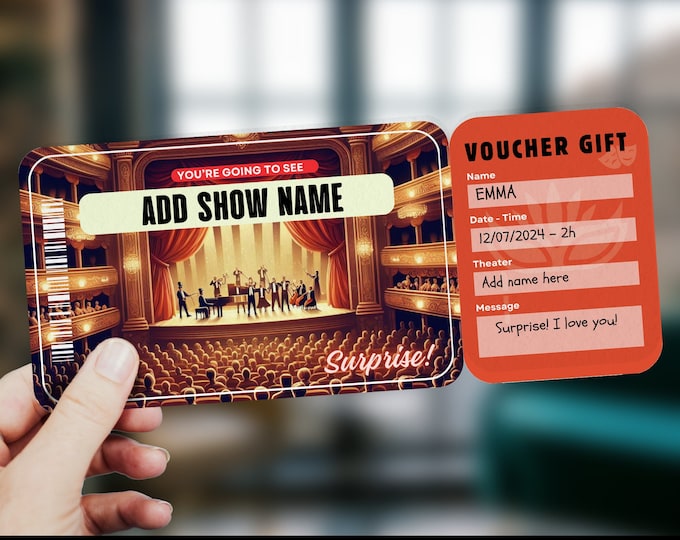 Editable Theatre Ticket Template, Custom Theatre Ticket Gift, Printable ...