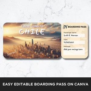Chile Plane Ticket Template, Boarding Pass Ticket Template, Flight ...