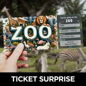 Zoo Ticket Template, Printable Event Ticket, Safari Park, Gift Voucher ...