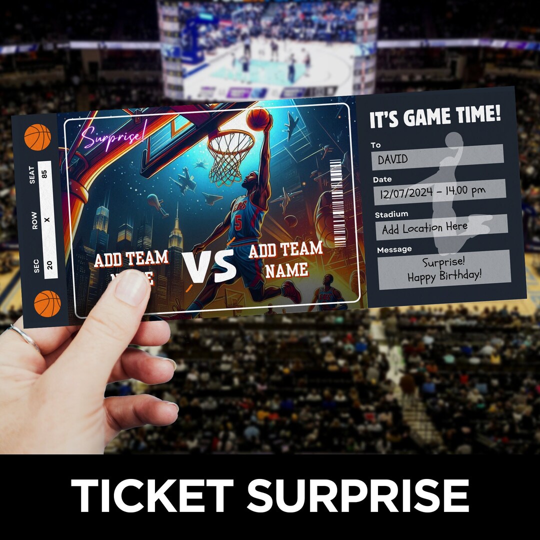 Basketball Game Ticket Template, Basketball Birthday Invitation, NBA ...