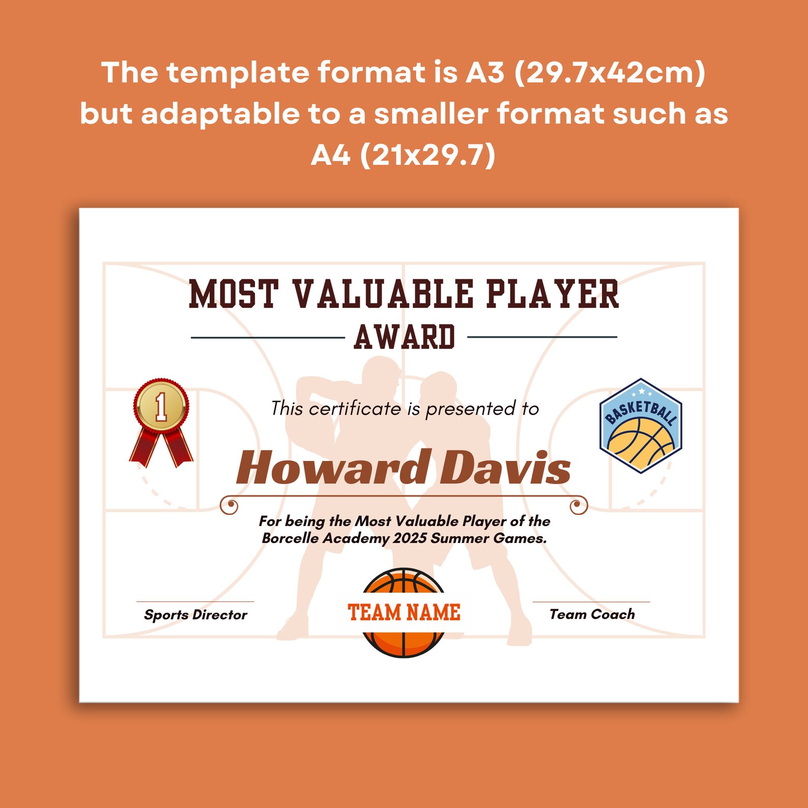 Editable Basketball Awards, Basketball Certificate, Award Certificates ...