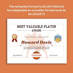 Editable Basketball Awards, Basketball Certificate, Award Certificates ...