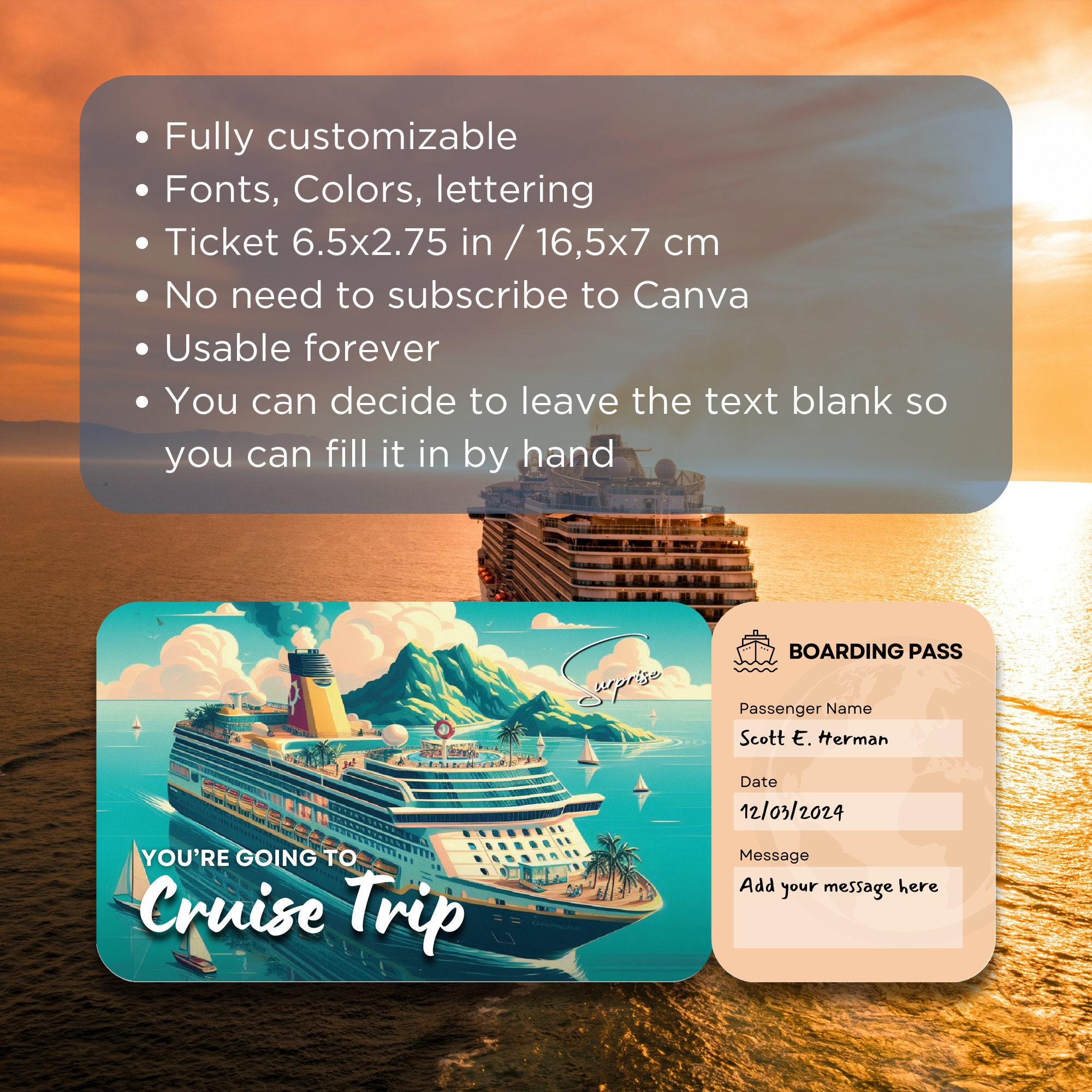Cruise Ship Ticket, Boarding Pass, Travel Ticket, Boarding Ticket, Cruise Vacation, Cruise ...