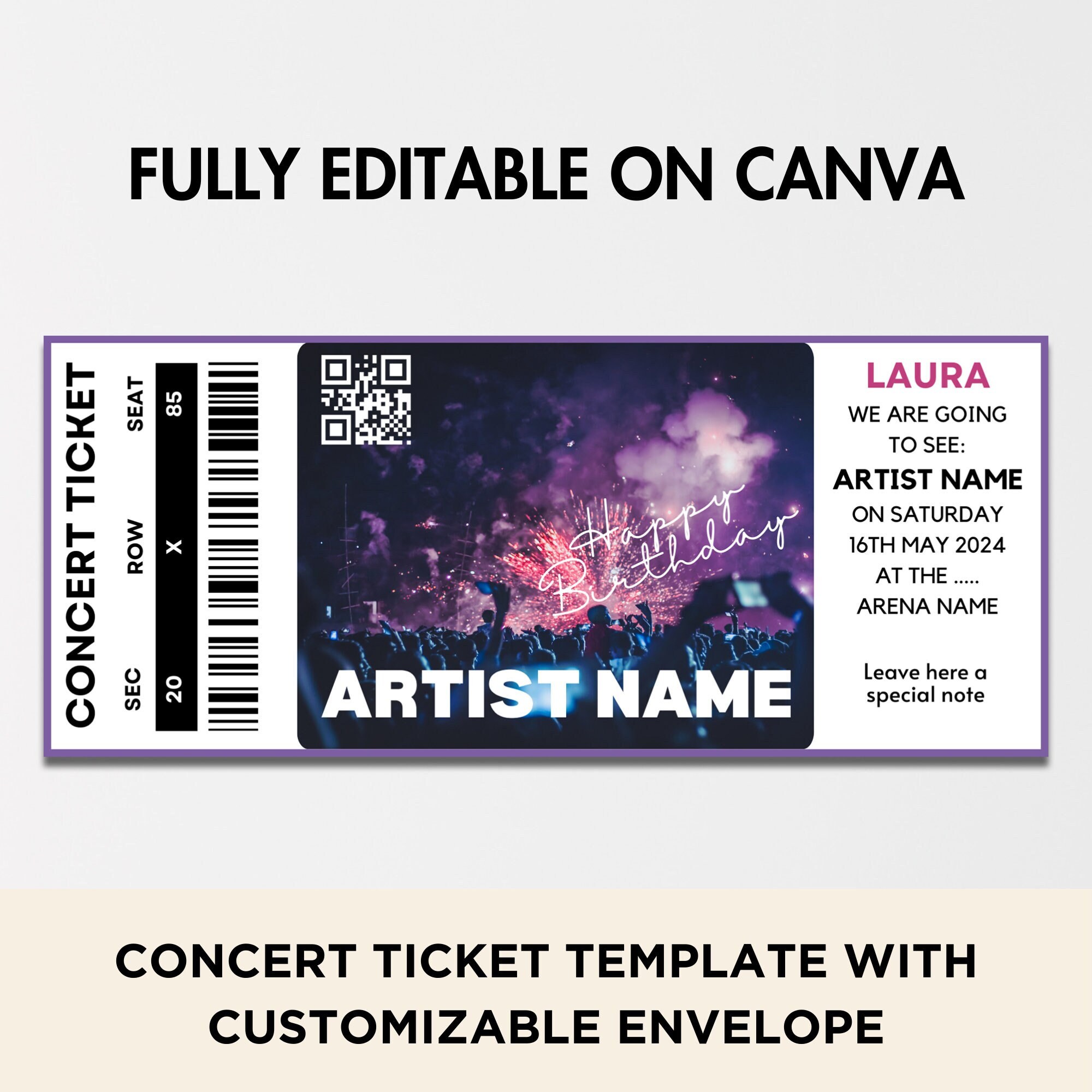 Concert Ticket Template, Event Ticket, Concert Tour Ticket, Live ...