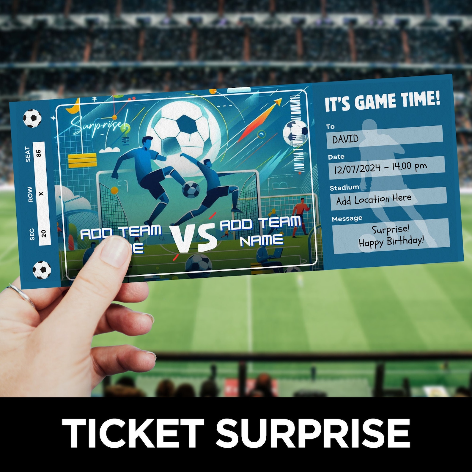 Soccer Game Ticket Template, Soccer Birthday Invitation, Football ...