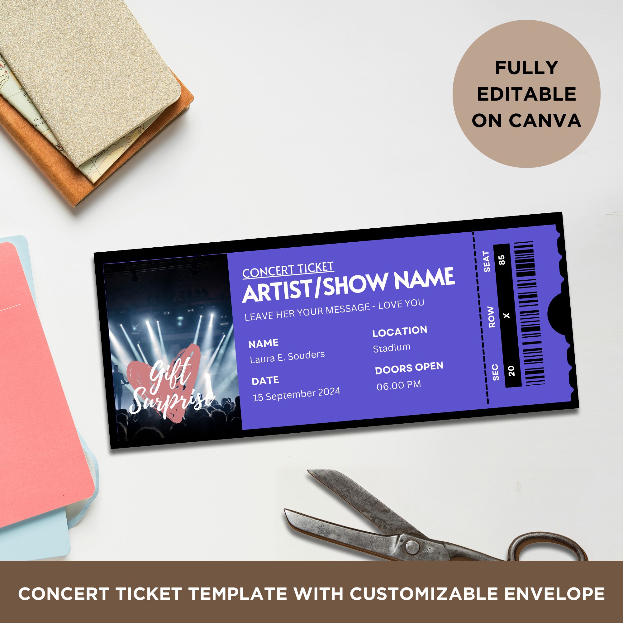 Concert Ticket Template, Event Ticket, Concert Tour Ticket, Live ...