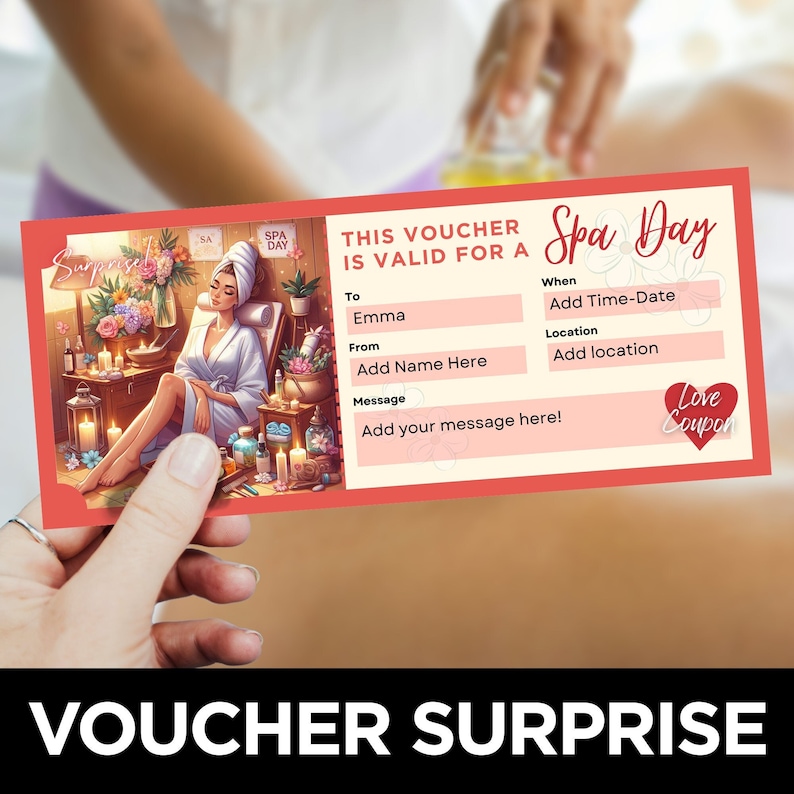 Spa Day Voucher, Beauty Salon Voucher, Massage Voucher, Spa Coupon ...