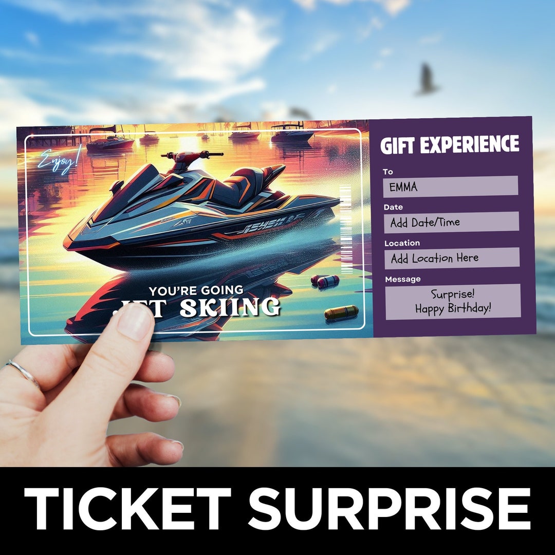 Jet Skiing Ticket Template, Jet Ski Lesson Voucher, Printable Jet Ski ...