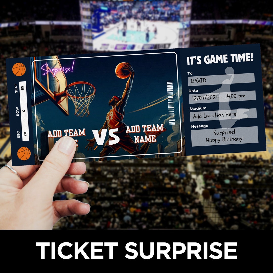 Basketball Game Ticket Template, Basketball Birthday Invitation, NBA ...