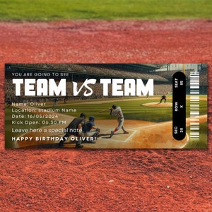 Baseball Ticket Template, Baseball Invitation, Sports Event Ticket ...