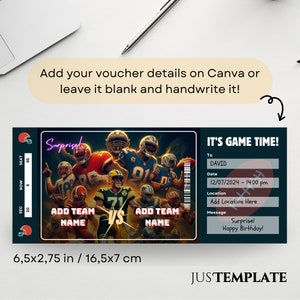 Nfl Ticket Template, Football Game Ticket, American Football Ticket ...