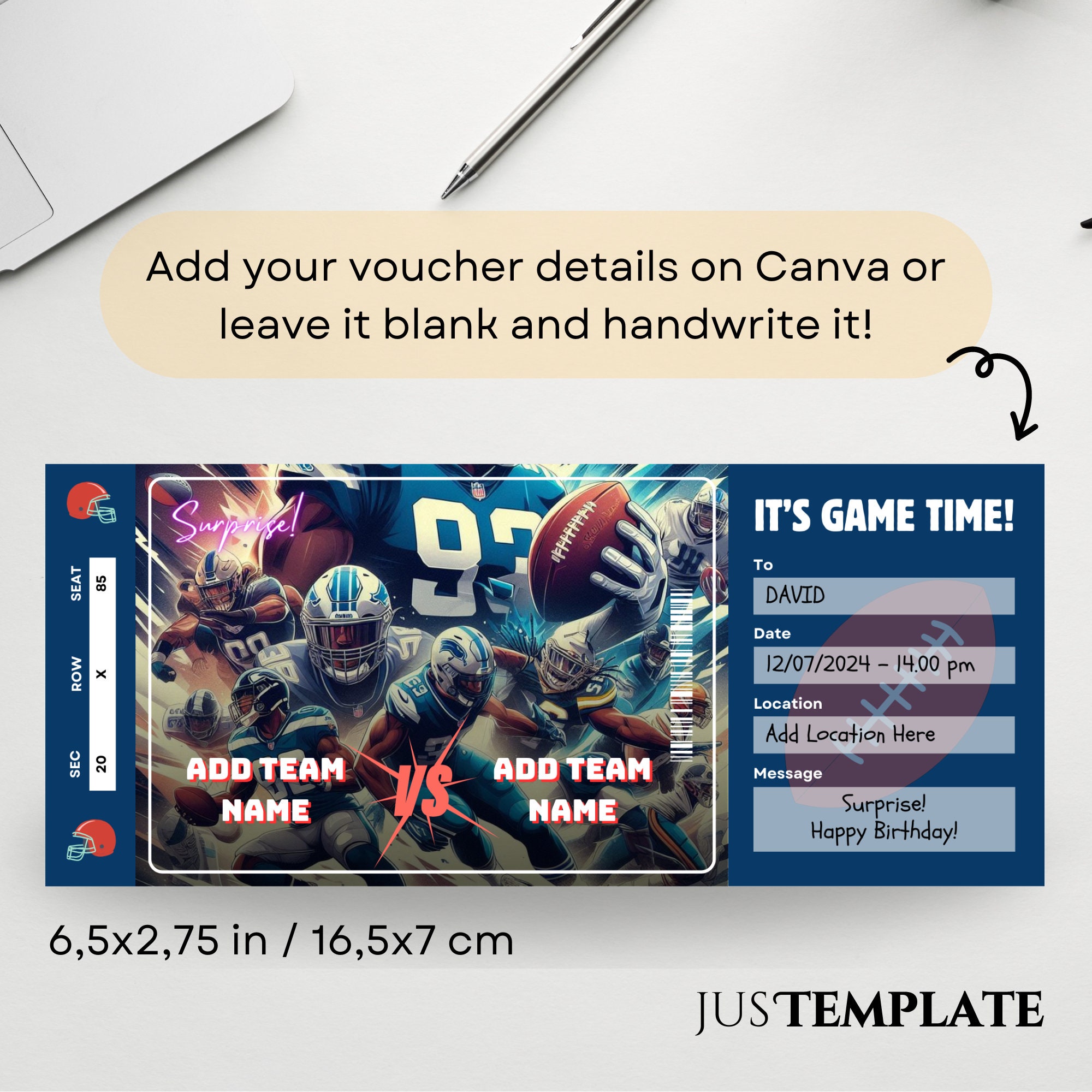 Nfl Ticket Template, Football Game Ticket, American Football Ticket ...