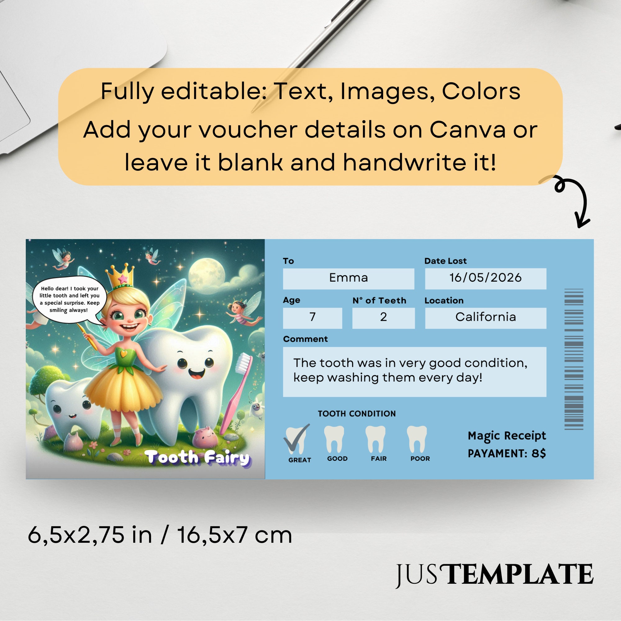 Tooth Fairy Certificate Template, Tooth Fairy Letter, Printable Receipt ...