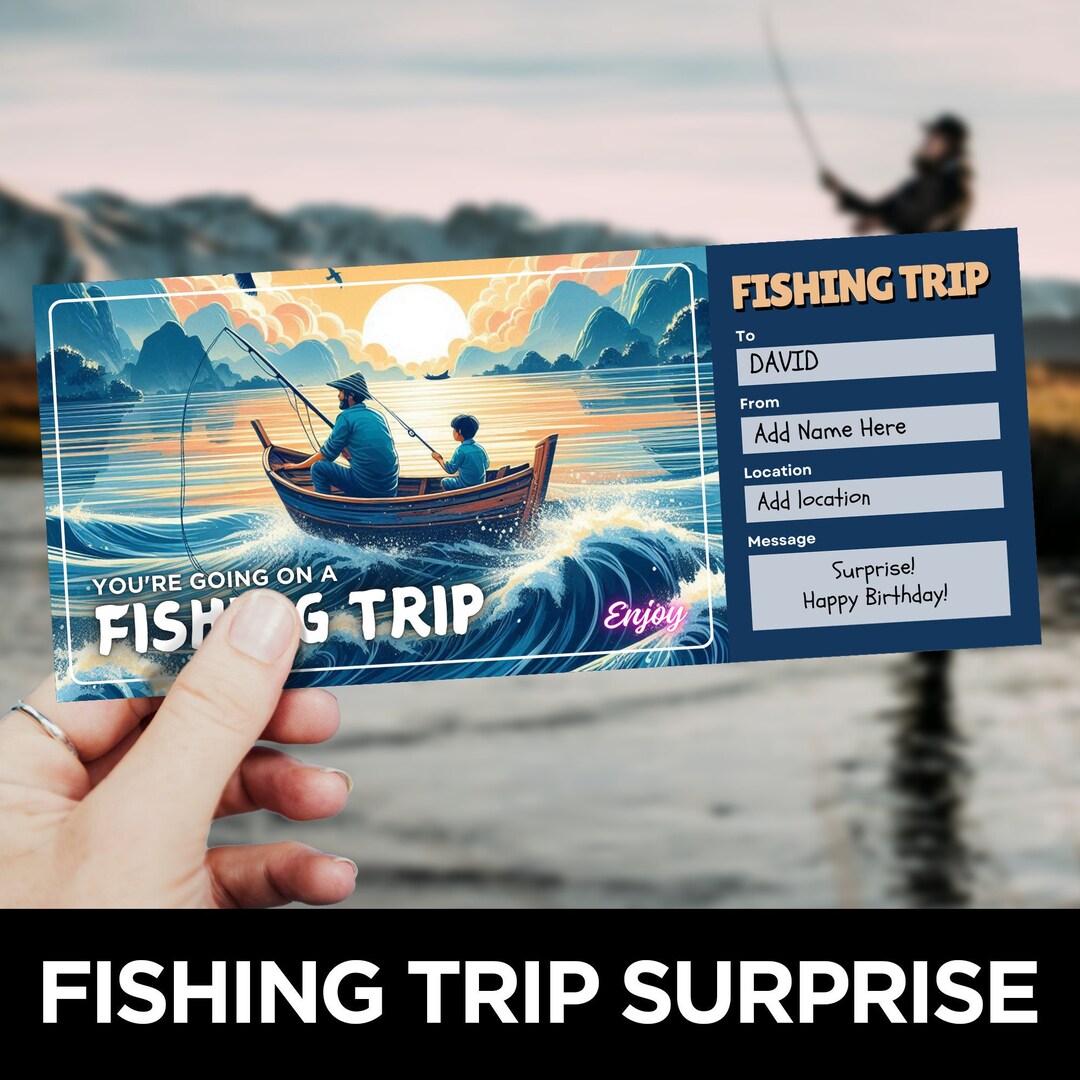 Fishing Trip Ticket Template Printable Voucher for Fishing Lovers ...