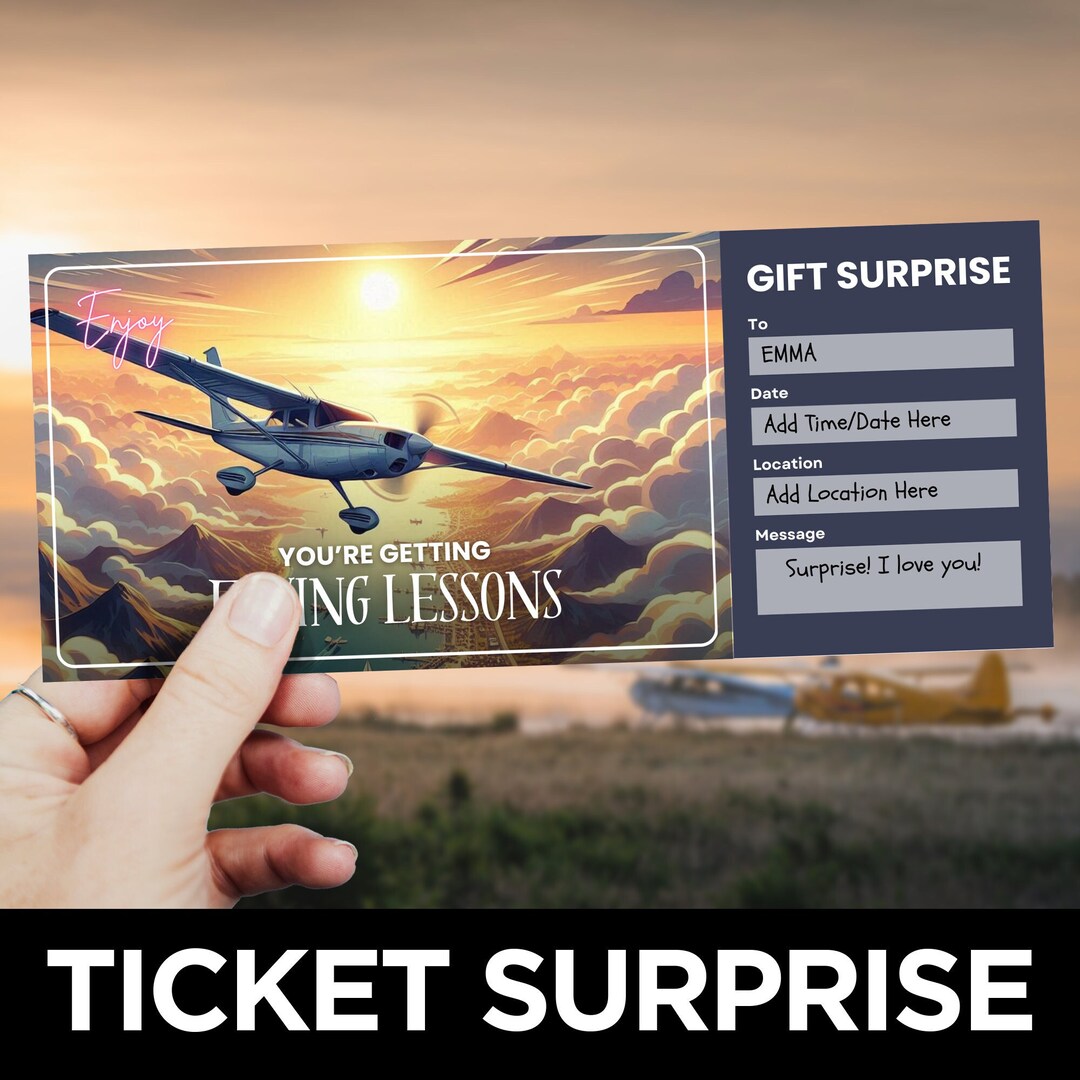 Flying Lesson Ticket, Flight Training, Learn to Fly, Flight Coupon ...