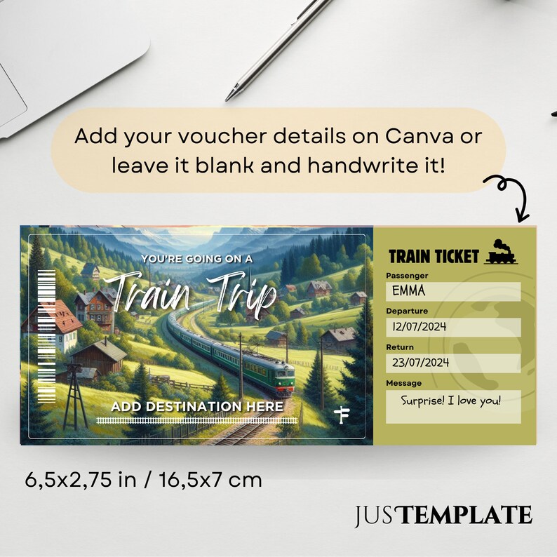 Train Ticket Template, Editable Boarding Pass, Train Ticket Download ...