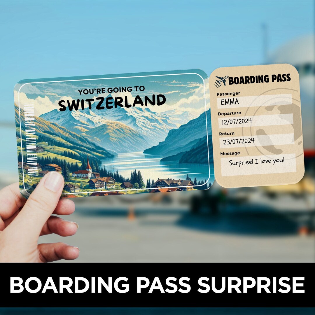 Switzerland Boarding Pass, Trip Surprise, Plane Ticket Template ...