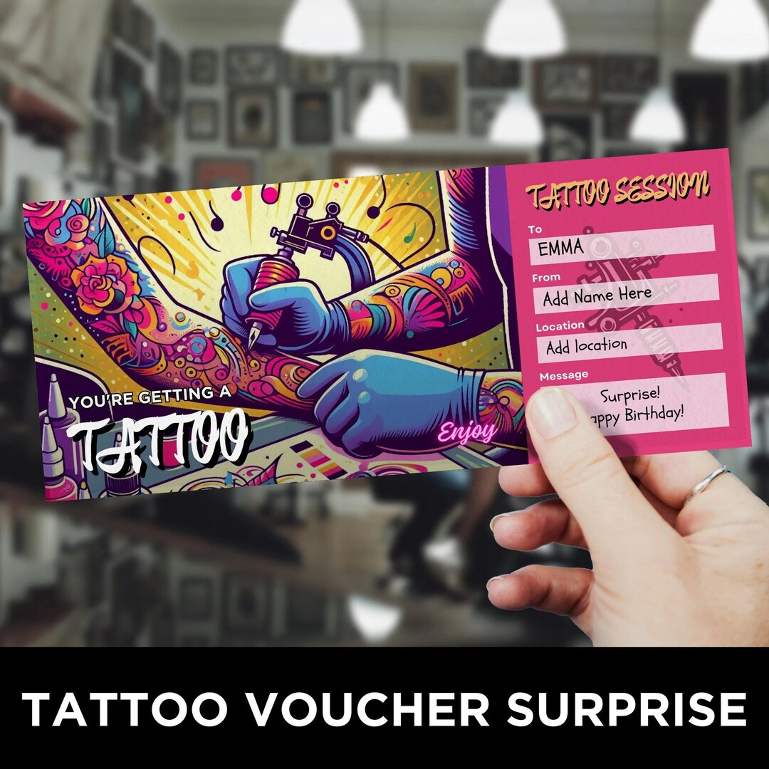 Tattoo Voucher Template, Tattoo Ticket, Ticket Surprise, Tattoo Lover ...