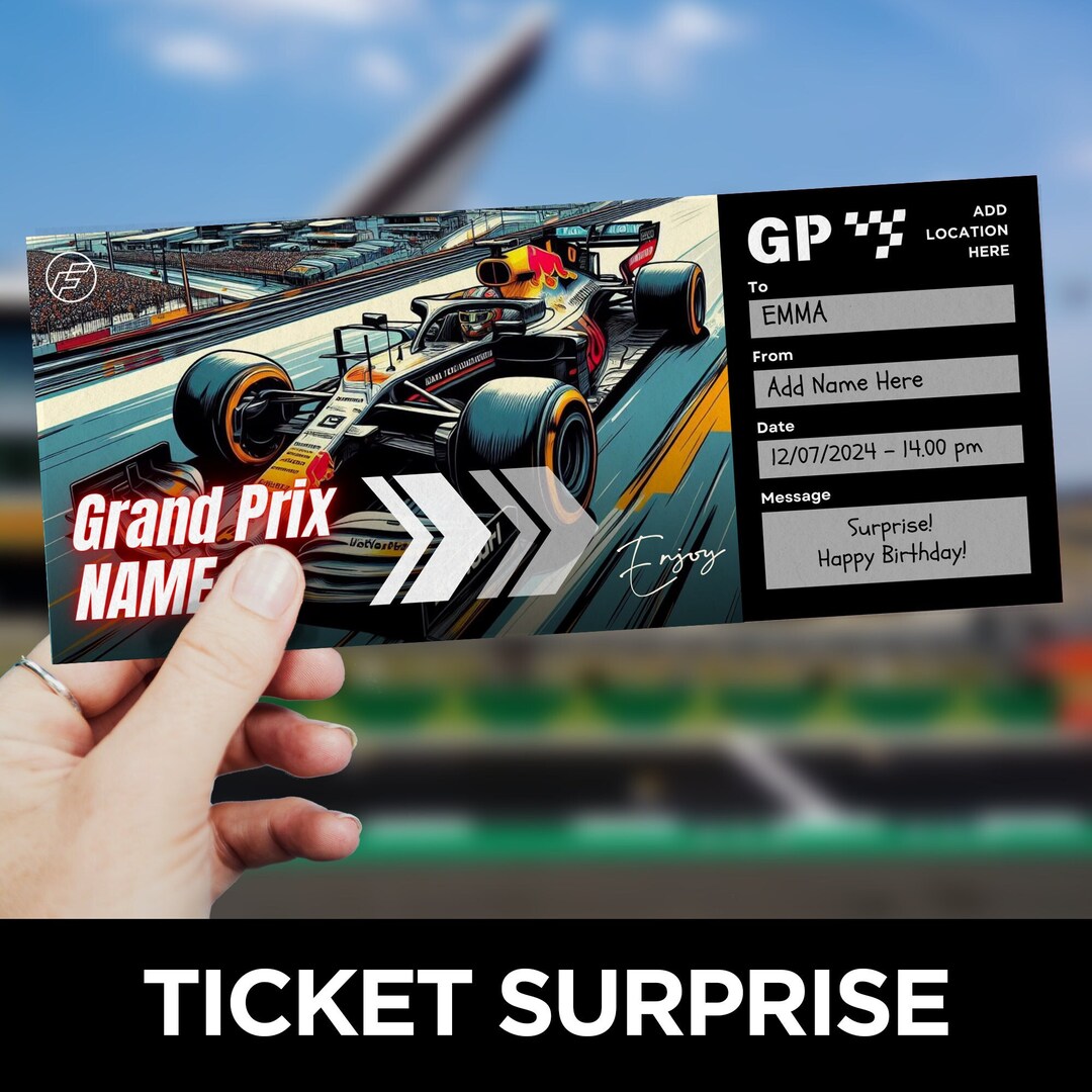 F1 Ticket Template, F1 Grand Prix, Formula One Ticket, Surprise ...