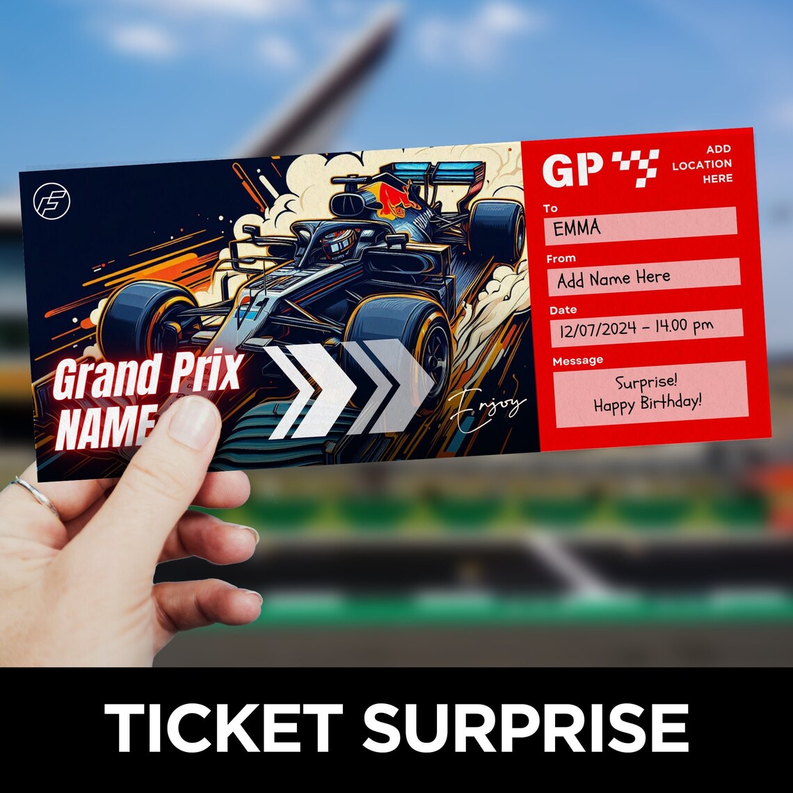 Editable F1 Ticket Template, F1 Grand Prix, Formula One Ticket ...