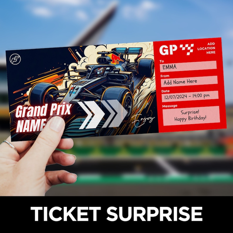 Editable F1 Ticket Template, F1 Grand Prix, Formula One Ticket ...