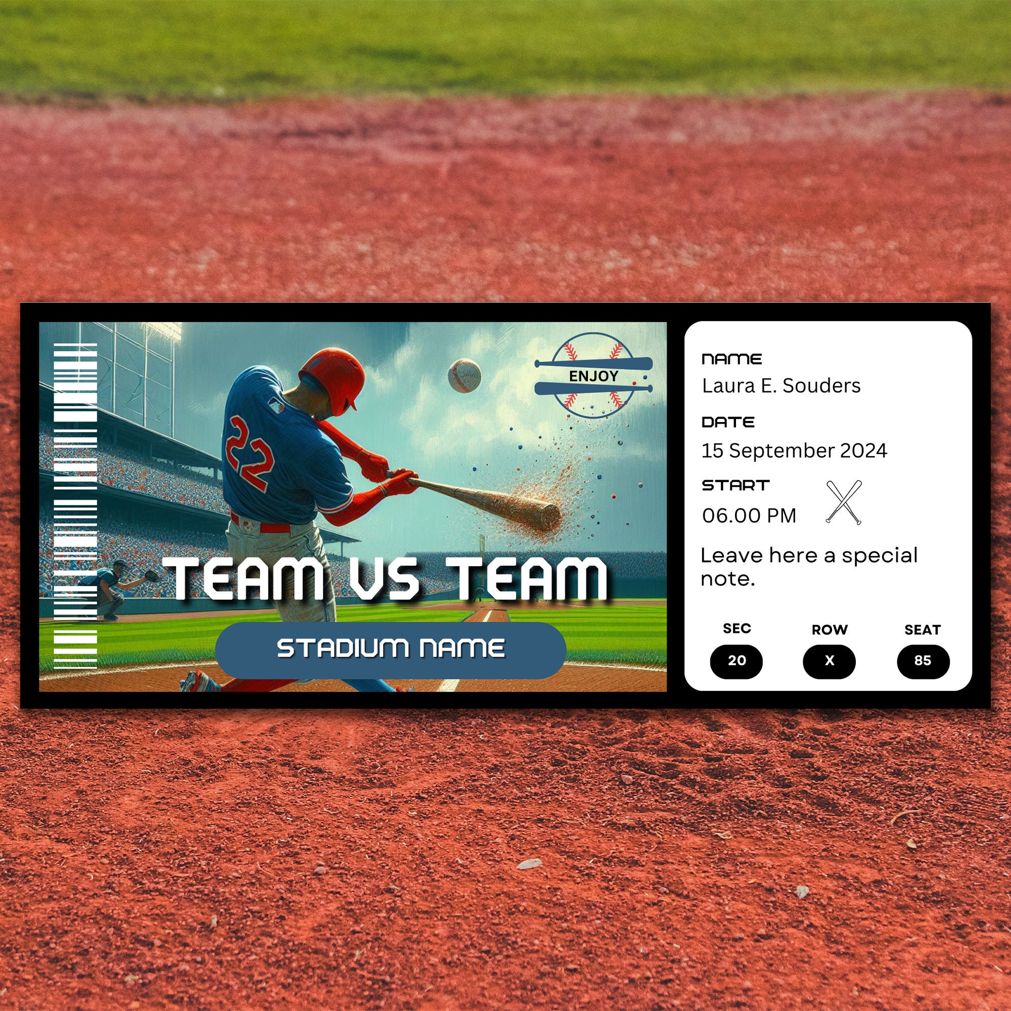 Baseball Ticket Template, Event Ticket, Baseball Invitation, Sports ...