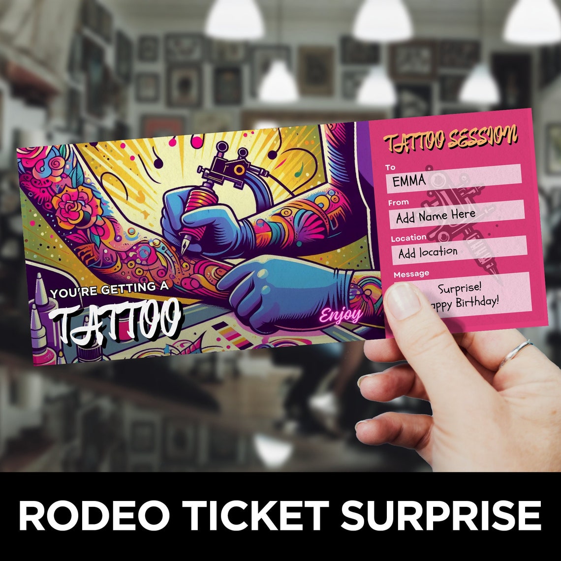 Tattoo Voucher Template, Printable Tattoo Ticket, Ticket Surprise ...