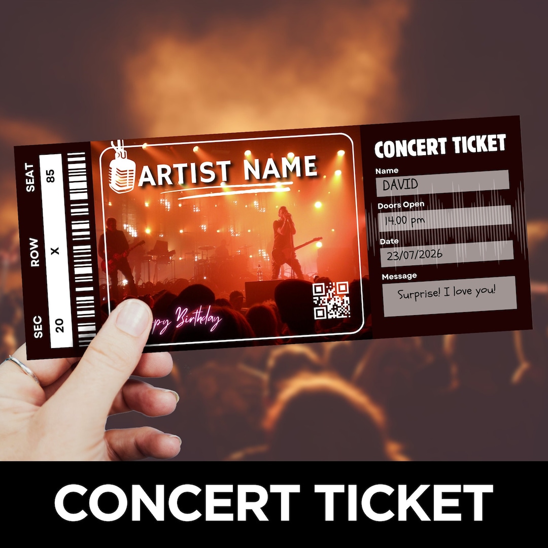 Concert Ticket Template, Printable Live Concert Tickets, Event Ticket ...