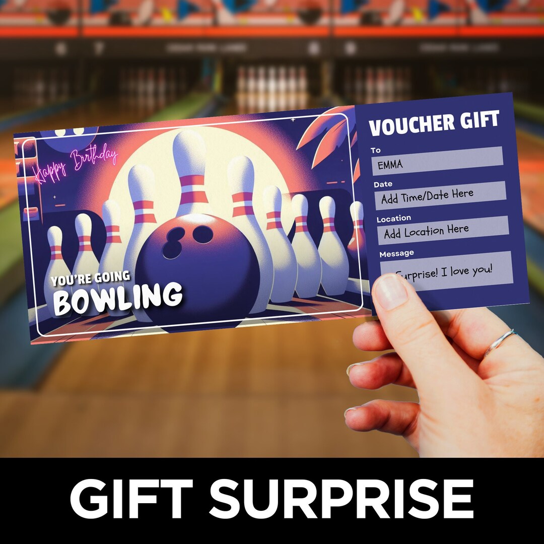 Bowling Birthday Invitation, Bowling Party Invite, Bowling Coupon ...