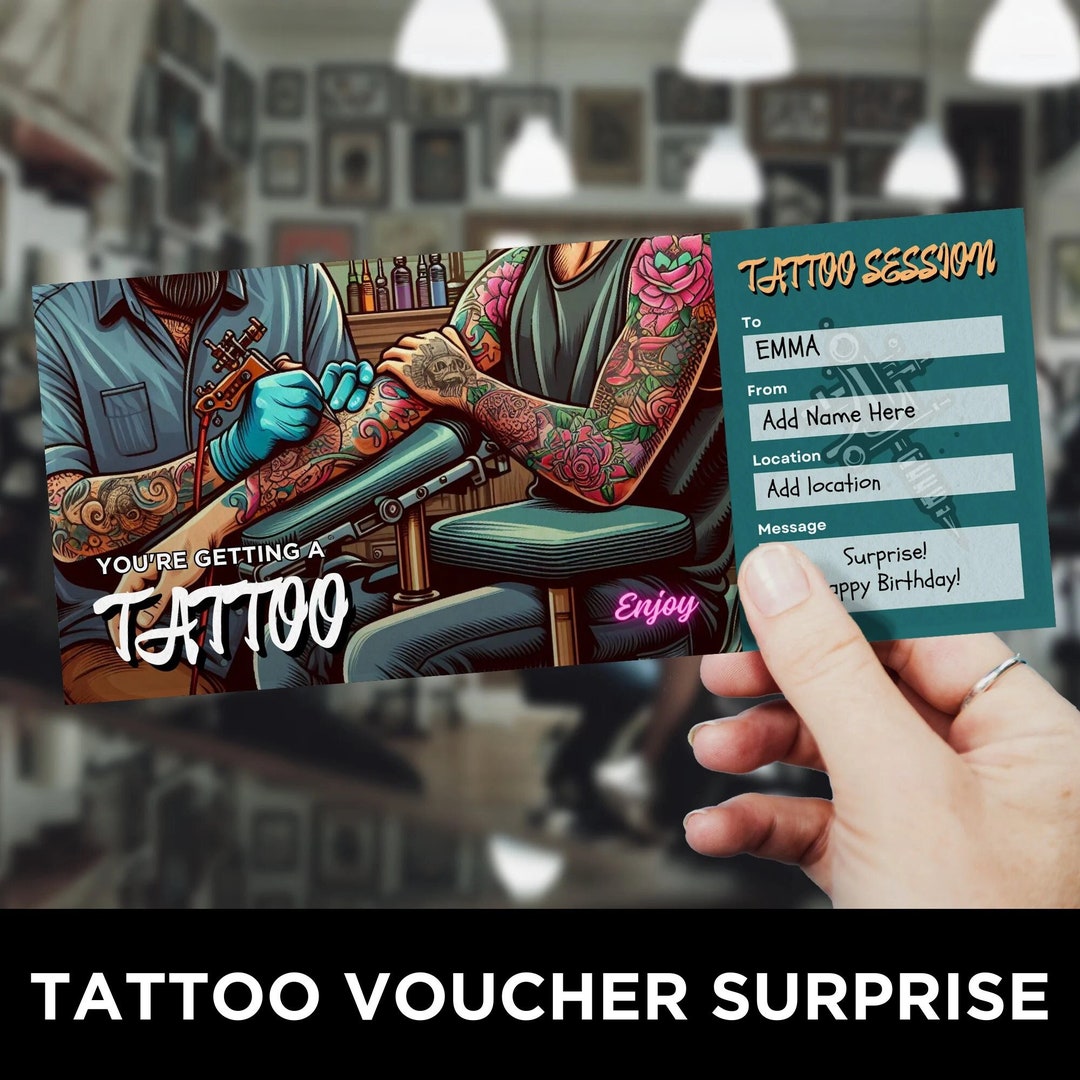 Tattoo Voucher Template, Tattoo Ticket, Ticket Surprise, Tattoo Lover ...