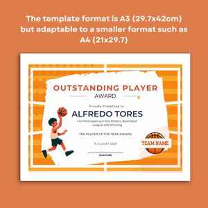 Editable Basketball Awards, Basketball Certificate, Award Certificates ...