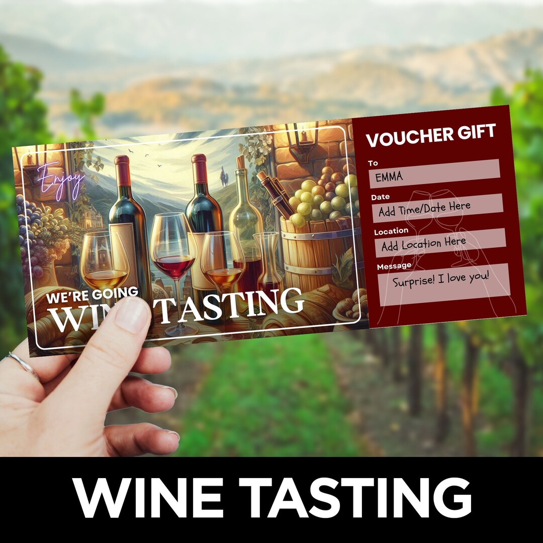 Wine Tasting Voucher Template, Present for Wine Lover, Experience Gift ...