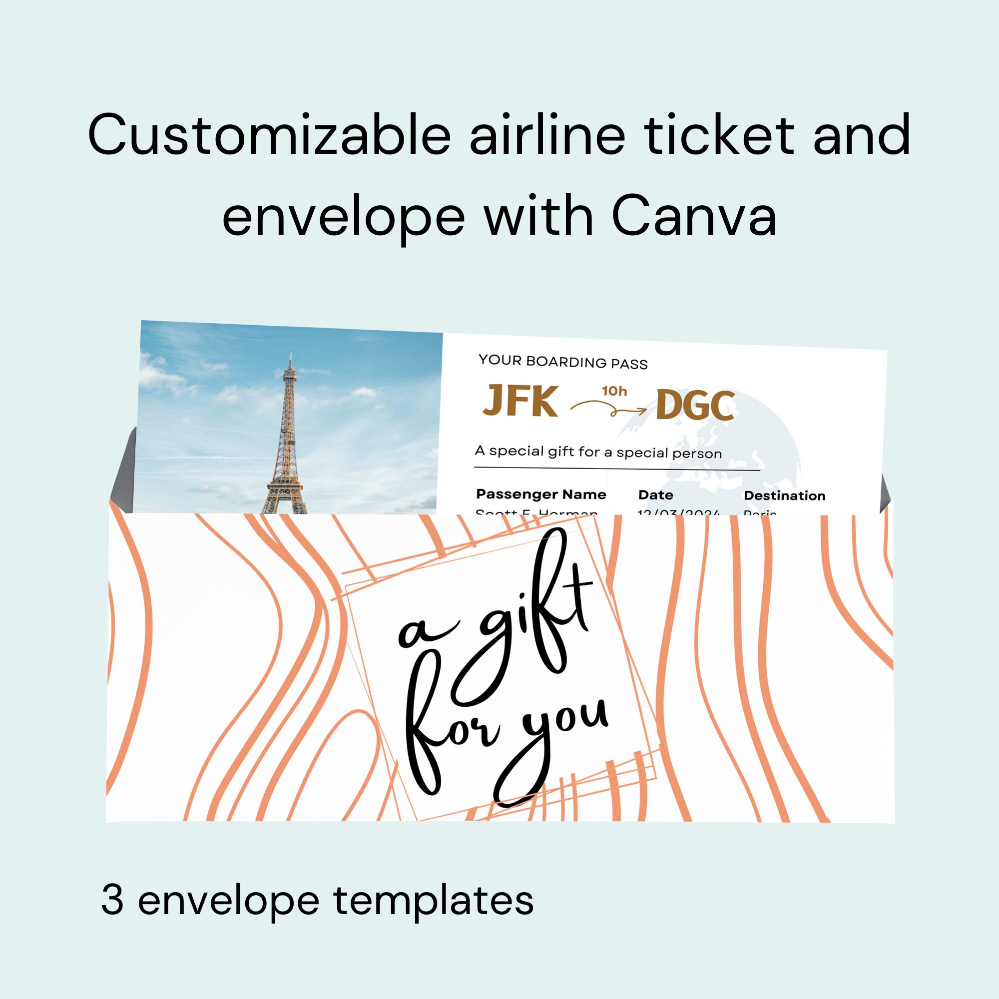 Editable Plane Ticket Template, Boarding Pass Ticket Template, Airline ...