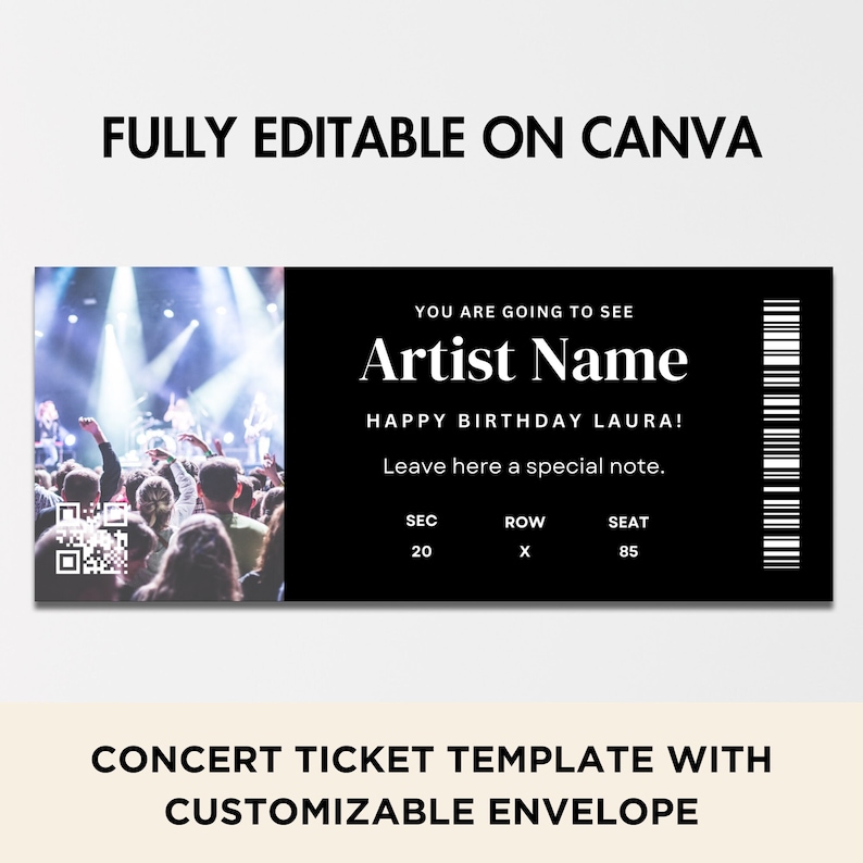 Custom Concert Ticket, Concert Tour Ticket, Live Concert Tickets, Event ...