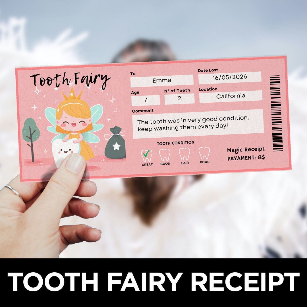 Tooth Fairy Receipt Template, Printable Receipt Template, Tooth Fairy ...