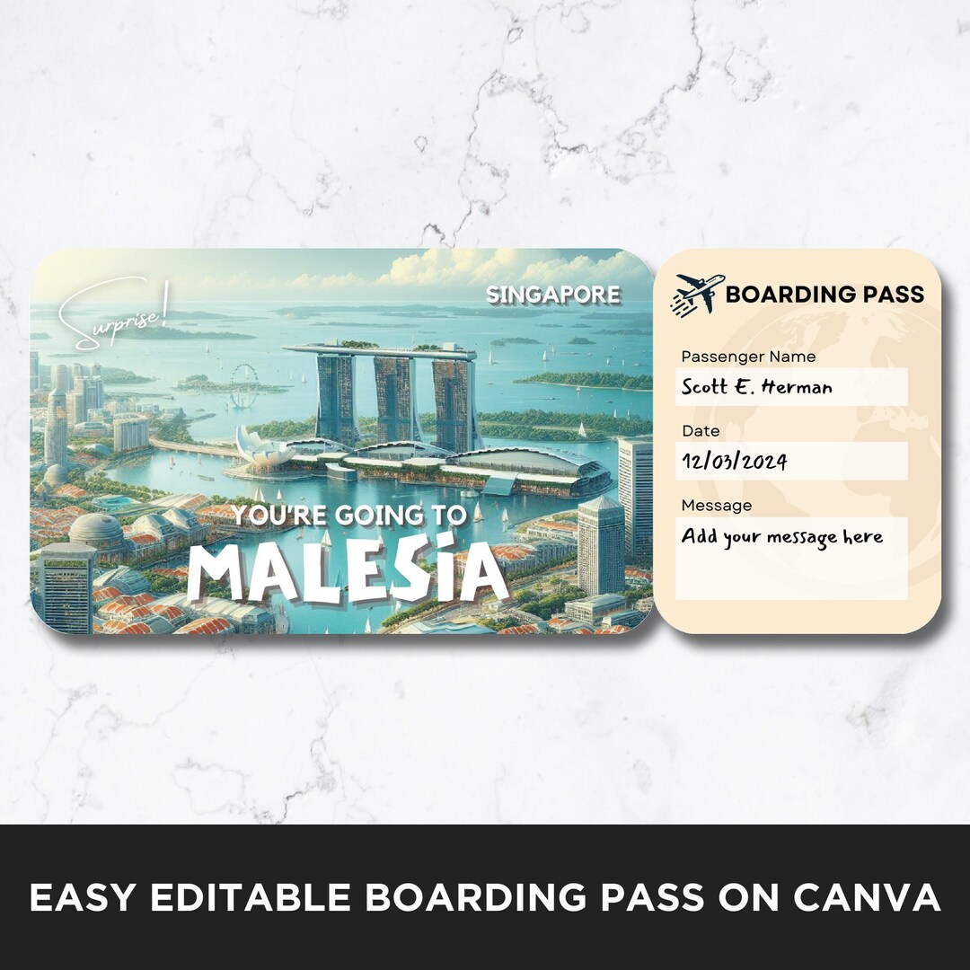 Malesia Plane Ticket Template, Boarding Pass Ticket Template, Flight ...