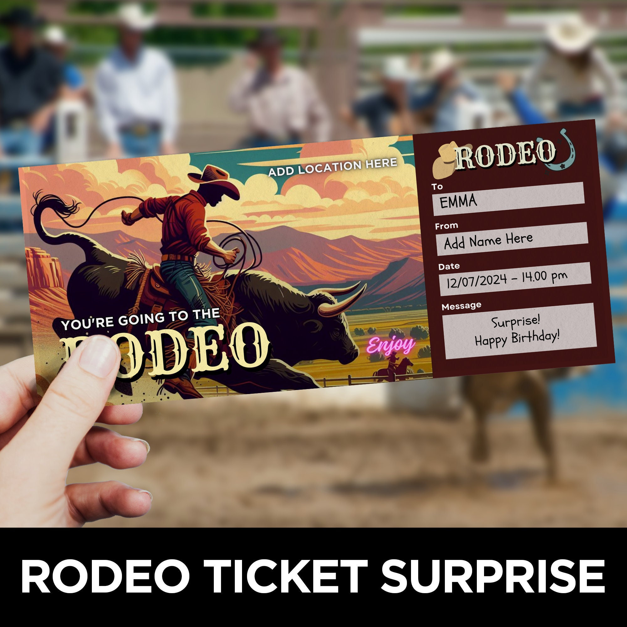 Rodeo Ticket Template, Bull Rider, Bull Riding Rodeo, Texas Rodeo ...