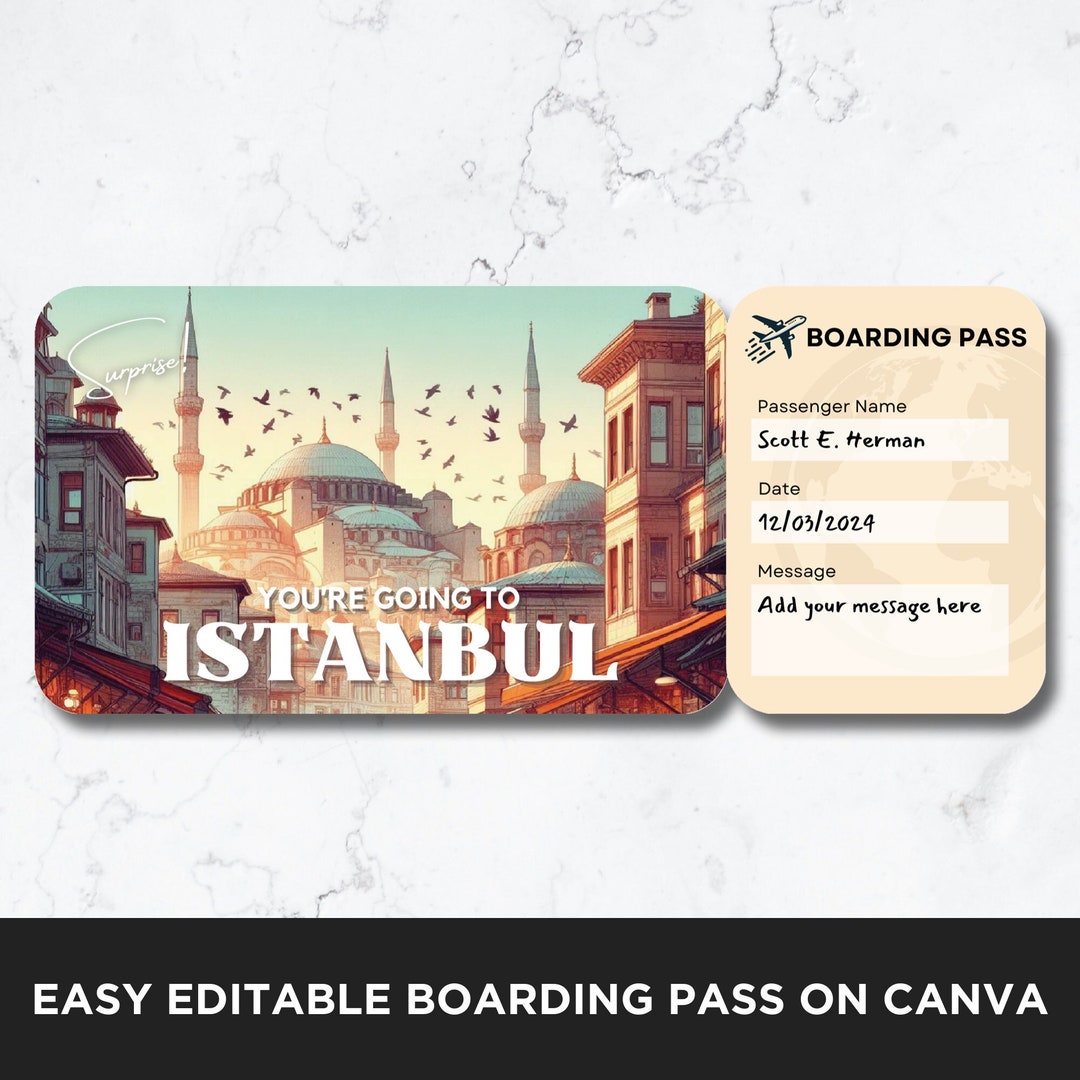Istanbul Plane Ticket Template, Boarding Pass Ticket Template, Flight ...