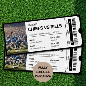 Football Ticket Template, Event Ticket, Football Game Ticket, Sports ...