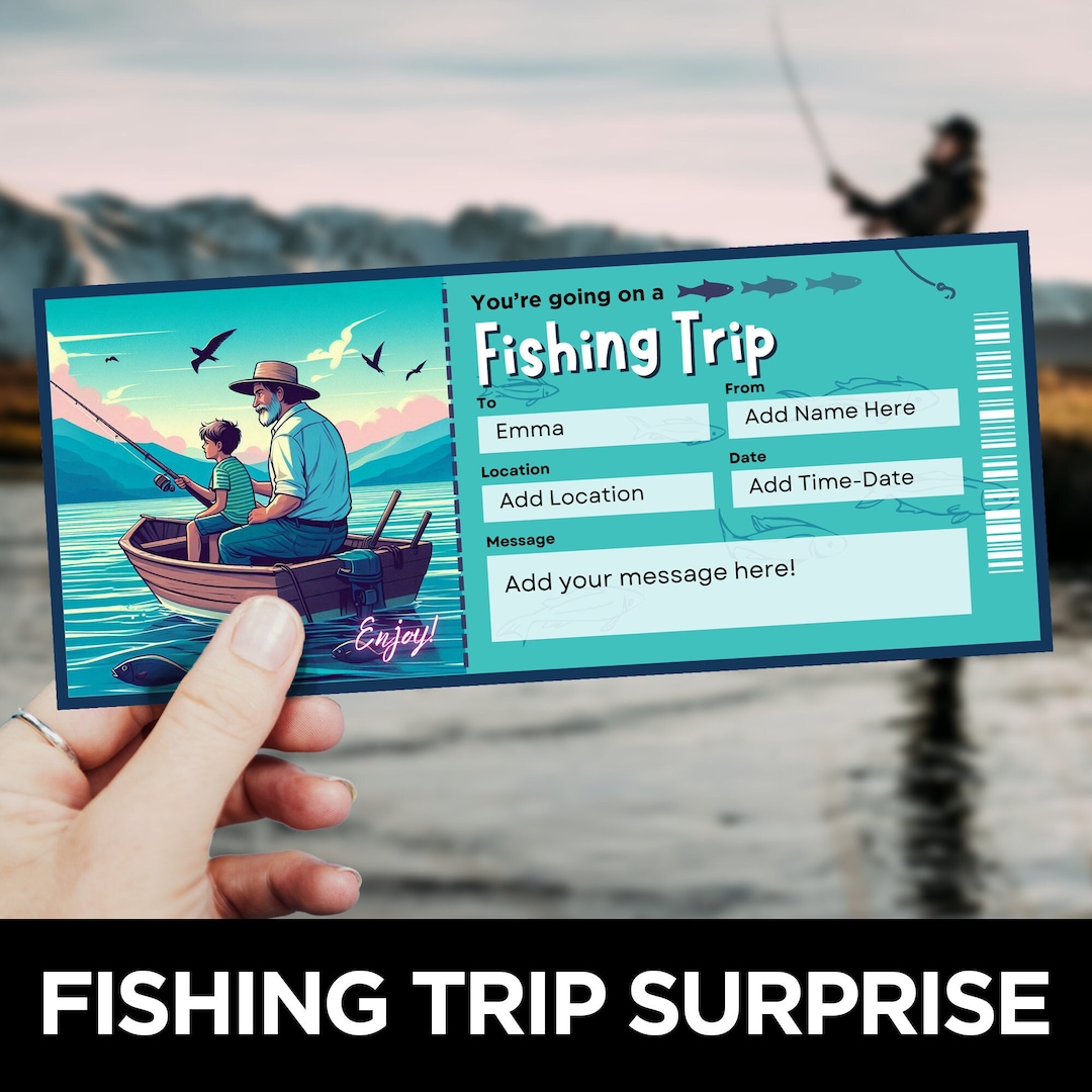 Fishing Trip Ticket Template, Fishing Voucher, Adventure Voucher ...