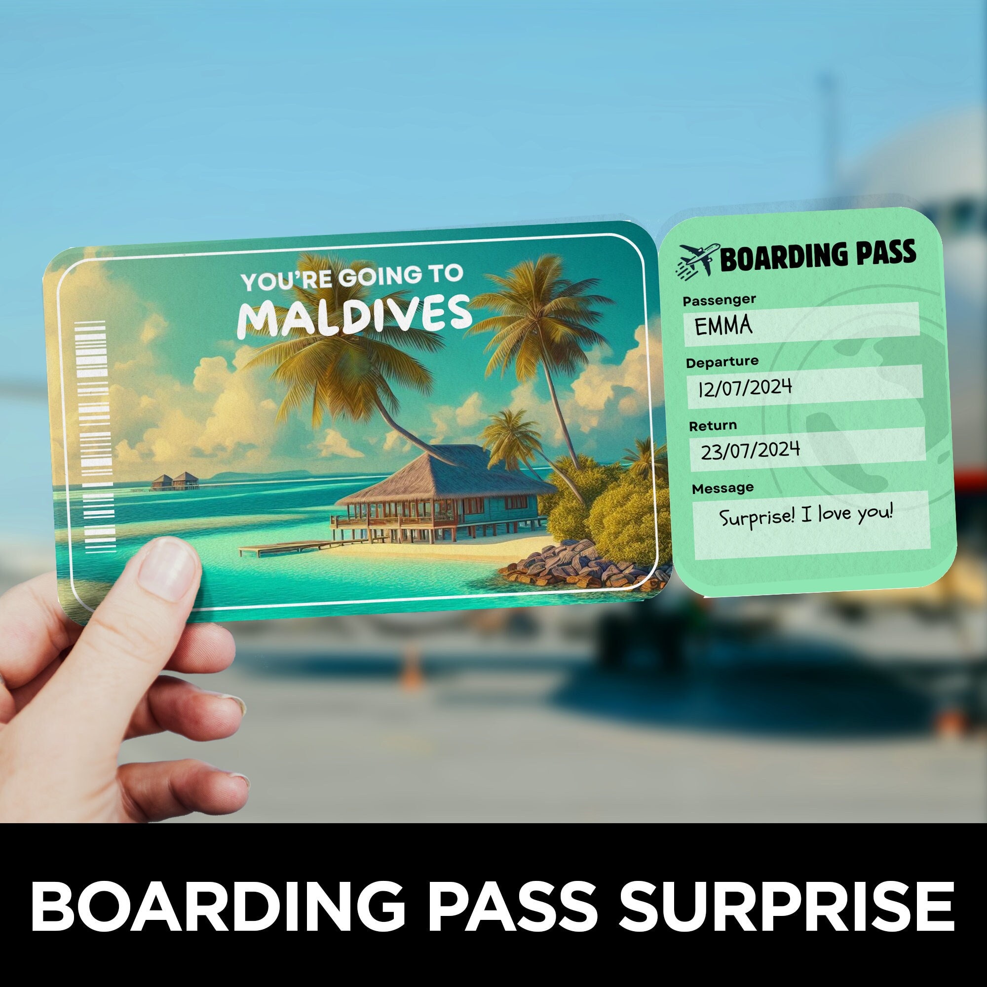 Maldives Boarding Pass, Trip Surprise, Plane Ticket Template, Boarding ...