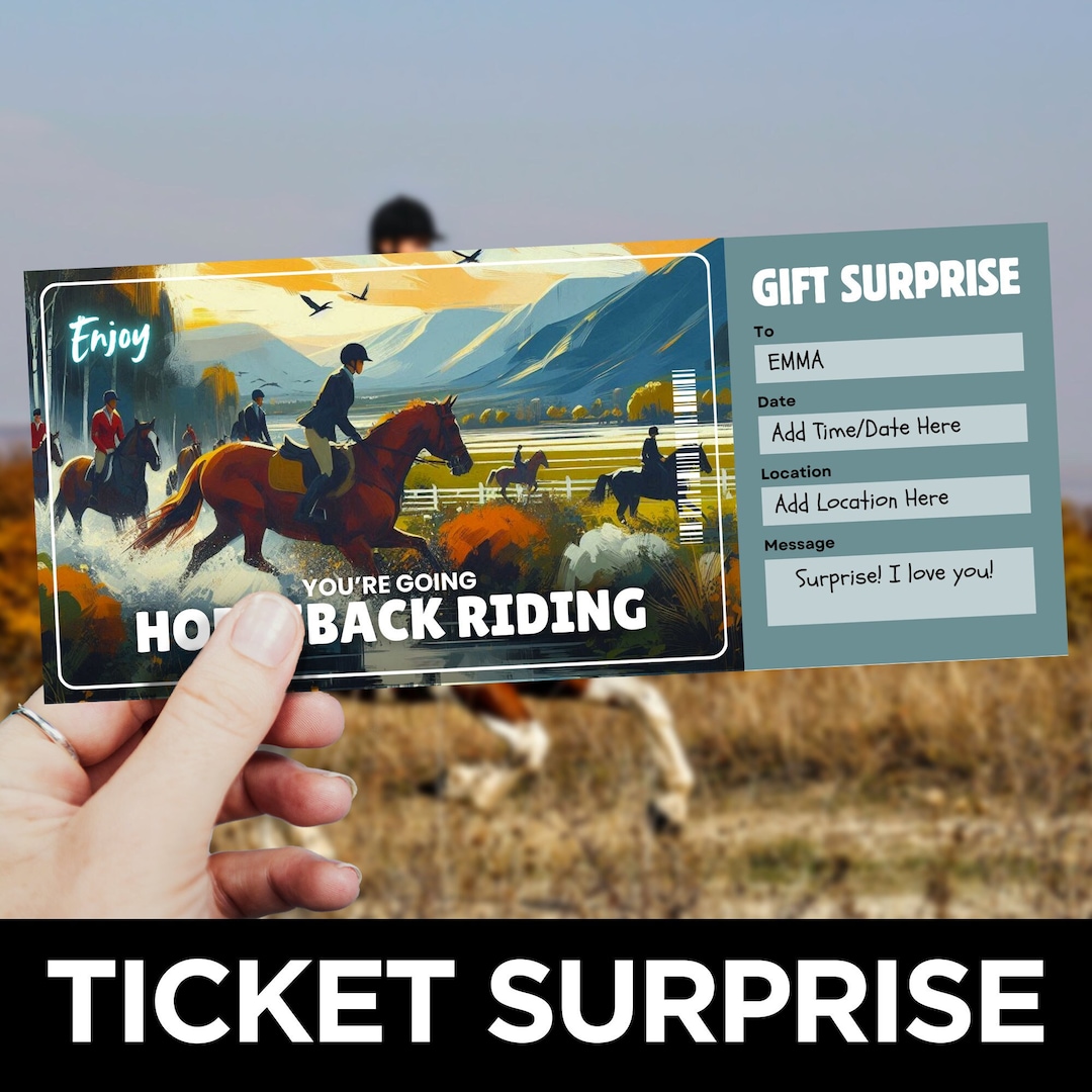 Horseback Riding Ticket Template, Horse Trail Riding Voucher, Horse ...