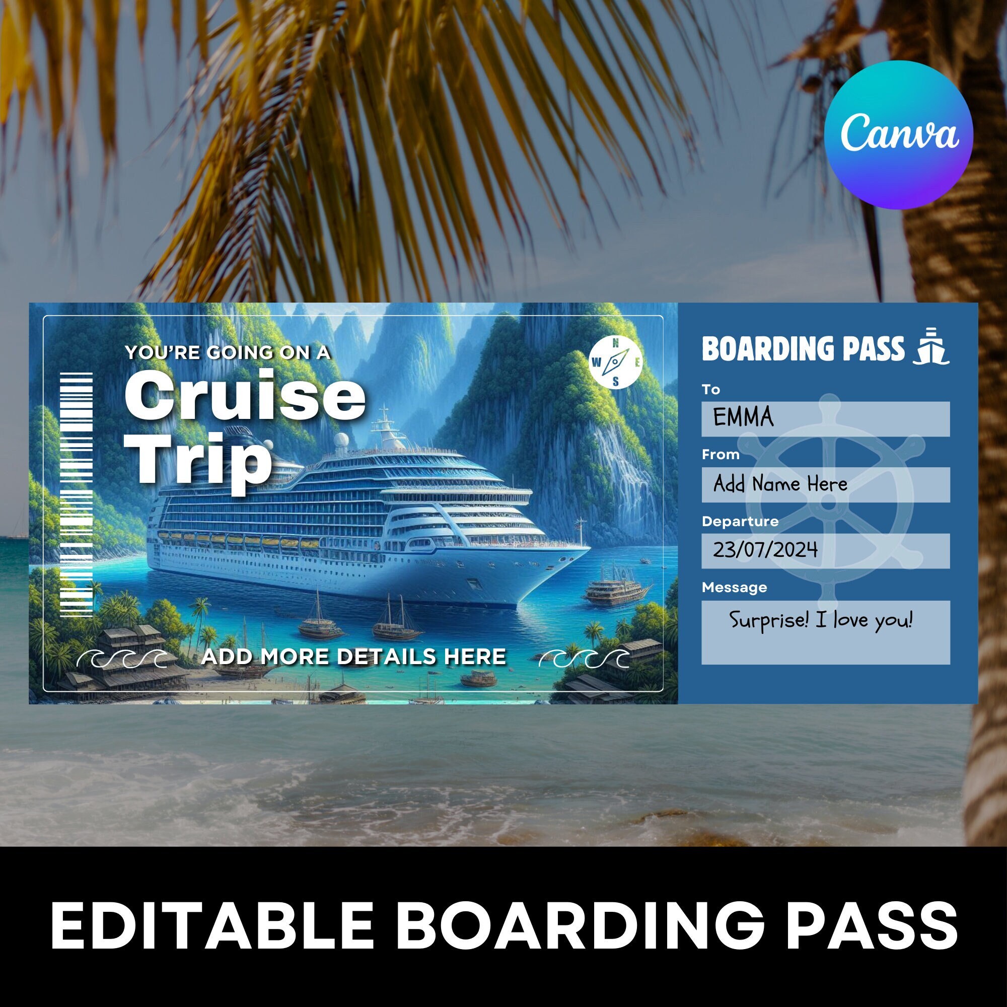 Cruise Ticket, Boarding Pass, Travel Ticket, Boarding Ticket, Cruise ...